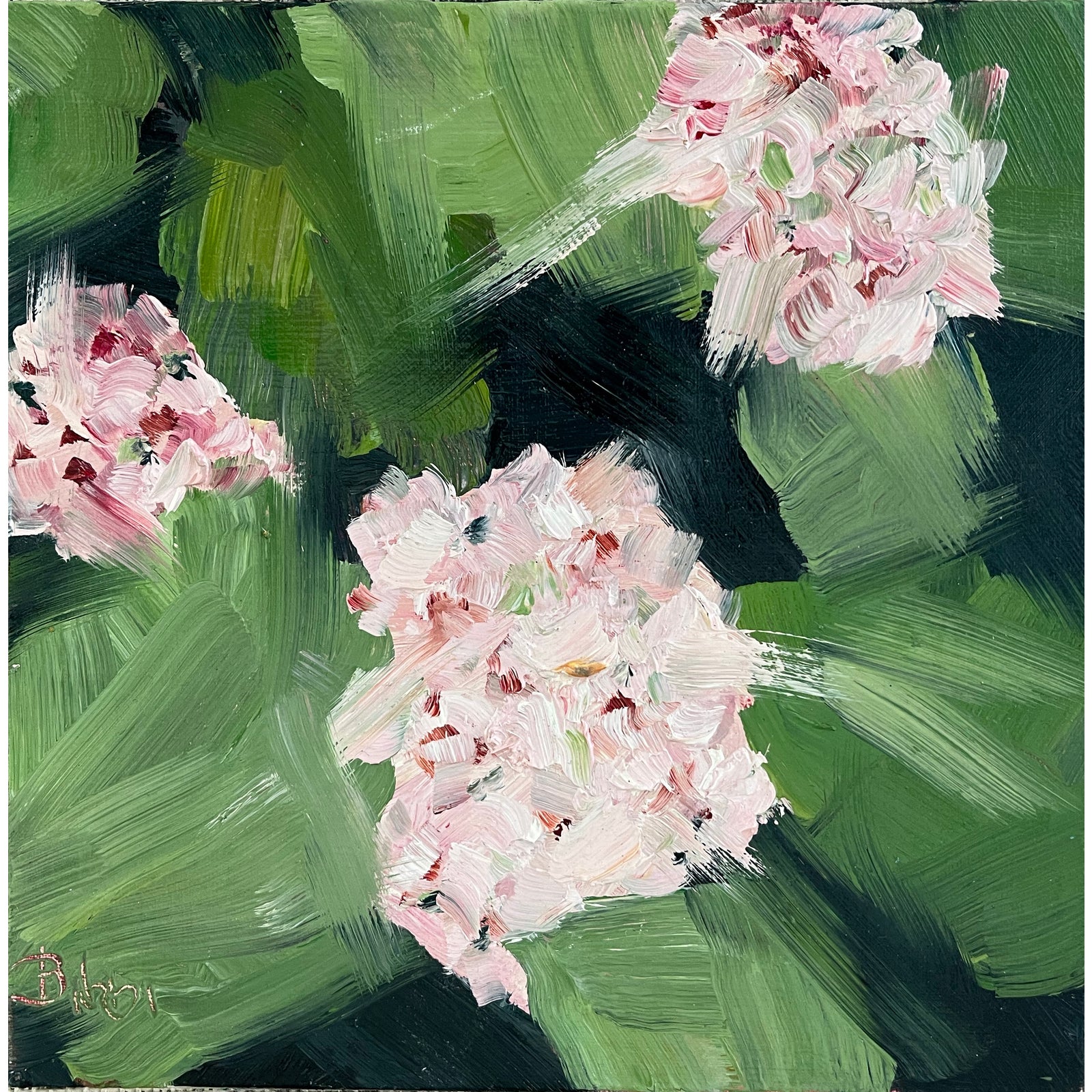 Original Impressionist Style Pink Hydrangeas Still Life Oil Painting ...