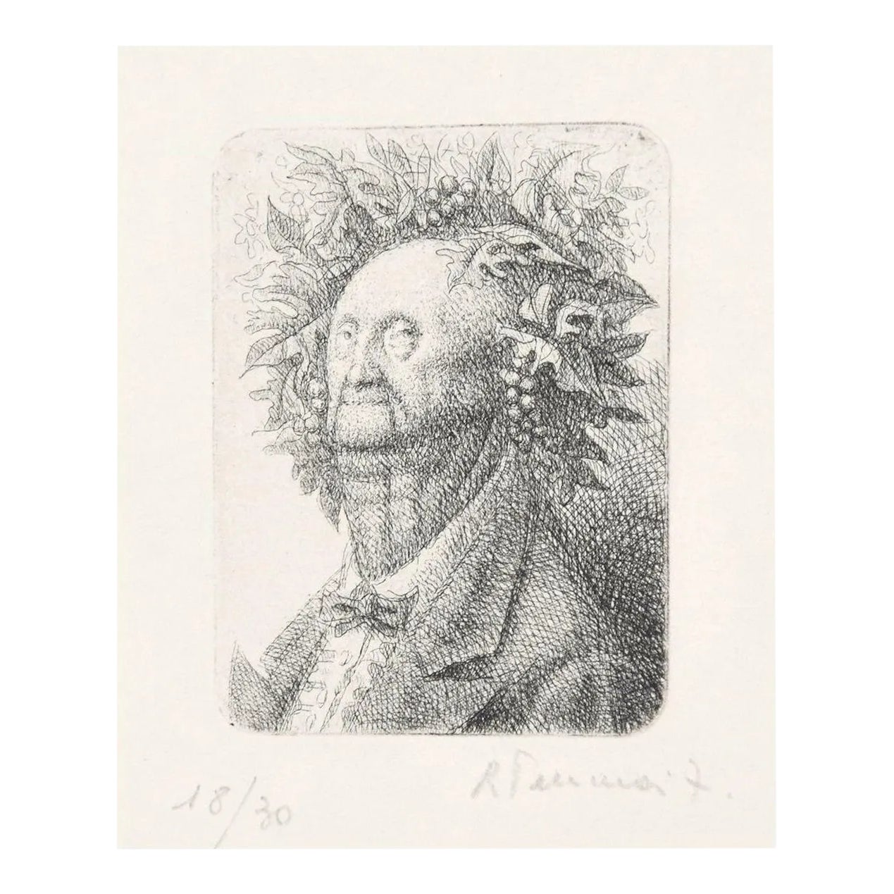 Elder Graduated Man - Original Etching by R. Tommasi Ferroni - 1950/60s ...