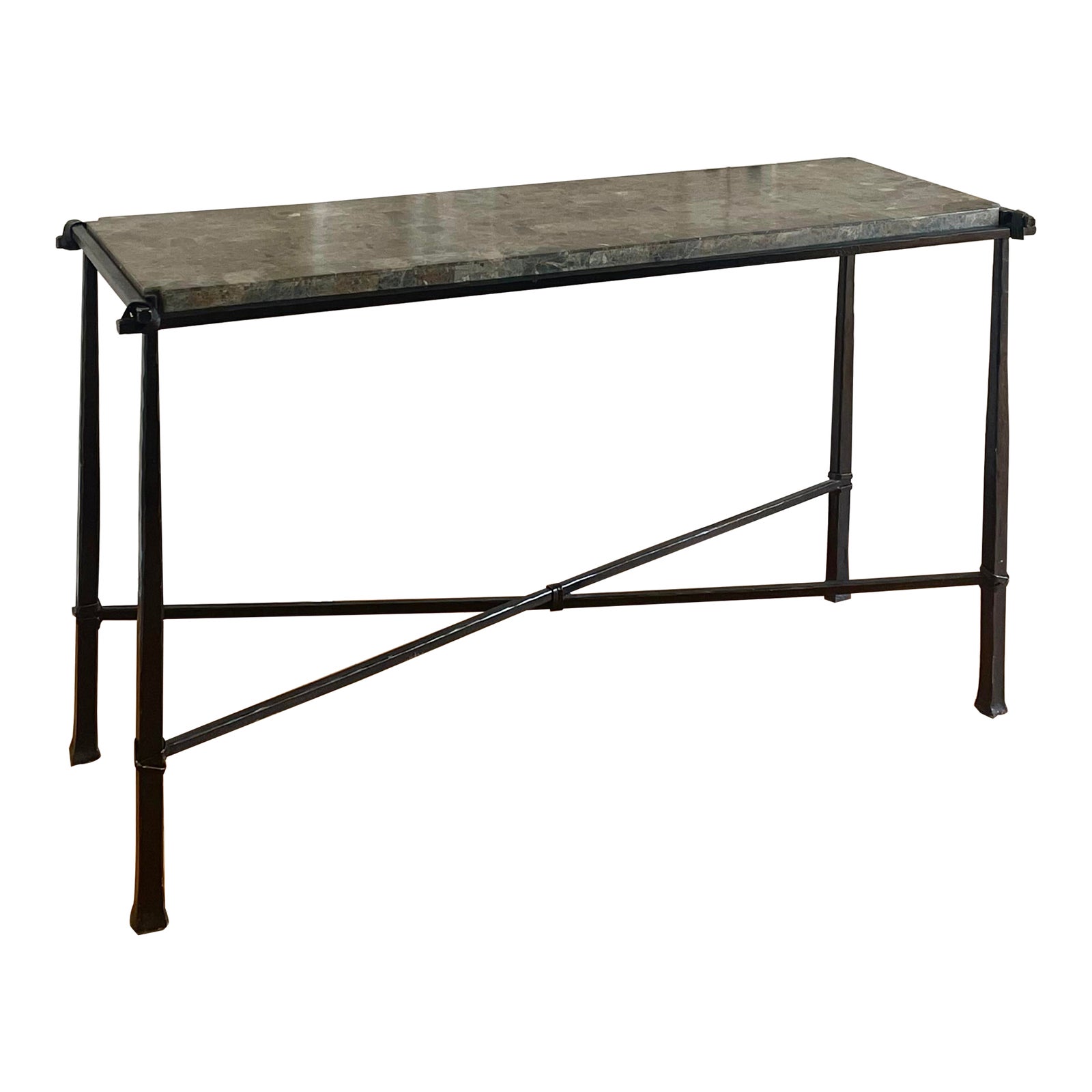 Iron & Marble Console Living Room Entry Table | Chairish