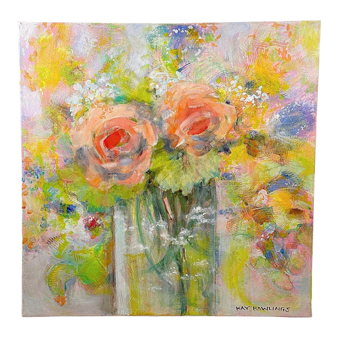 Contemporary Still Life Floral Oil Painting by Kay Rawlings | Chairish