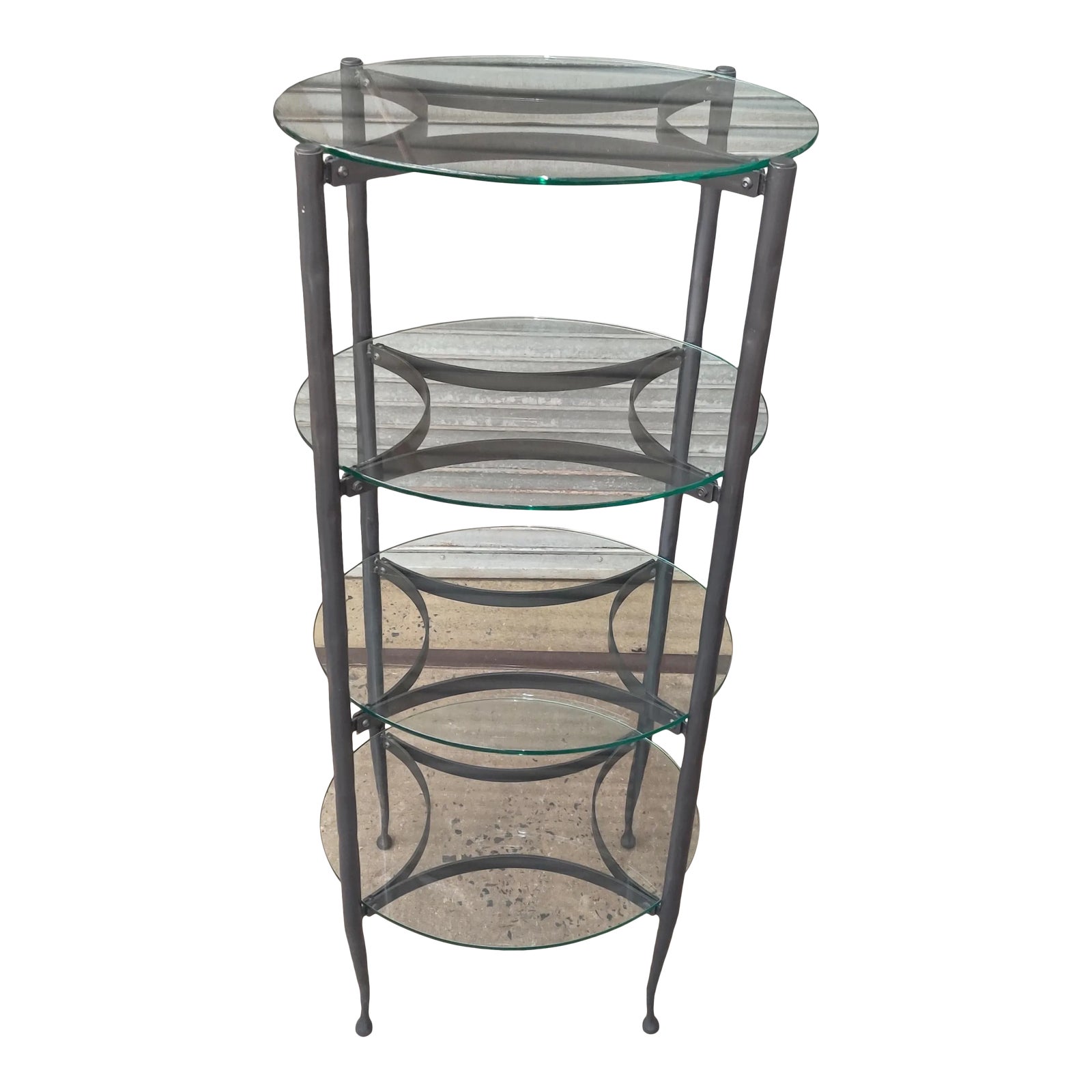 Hollywood Regency Four Shelf Oval Shelving Unit | Chairish