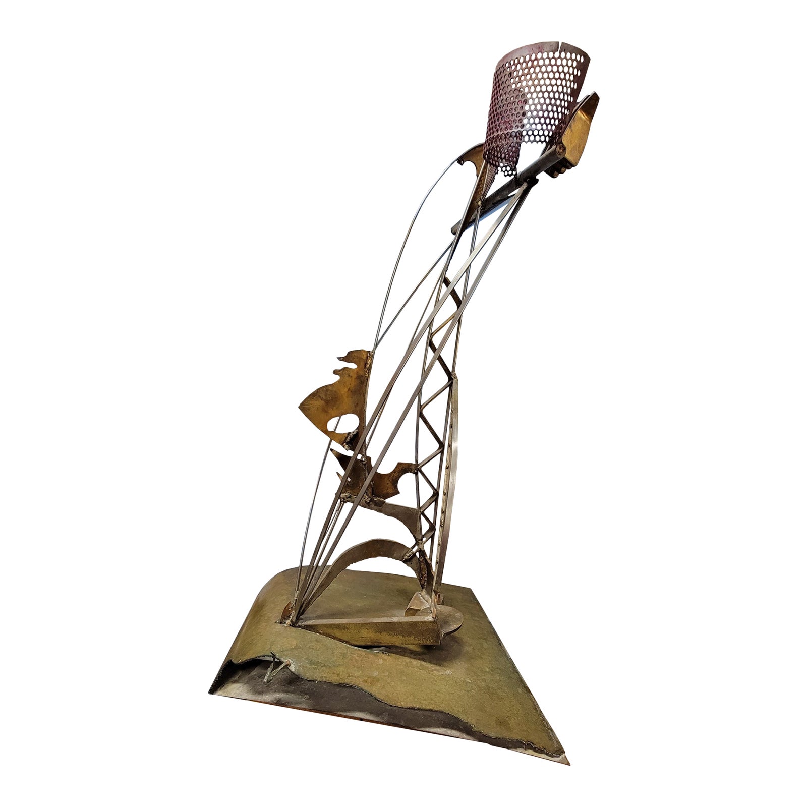 Postmodern Brutalist Large Mixed Metal Abstract Sculpture by Chicago ...