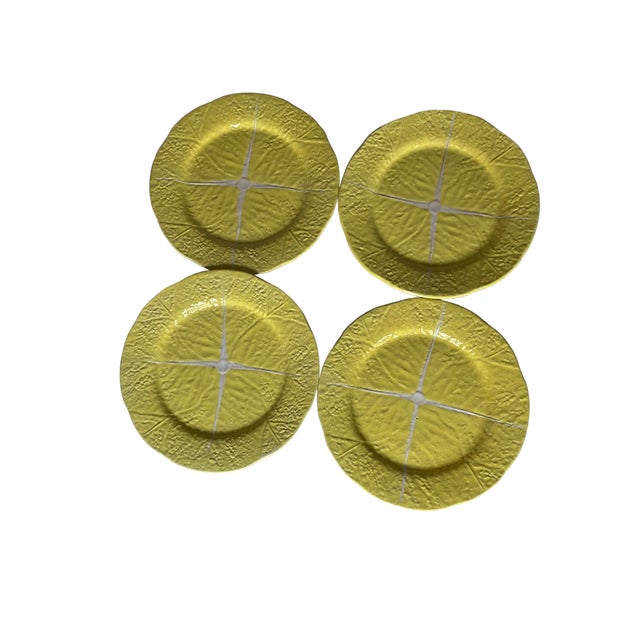 Vintage 1960s Yellow Secla Portugal Cabbage Plate Chargers and Leaf ...