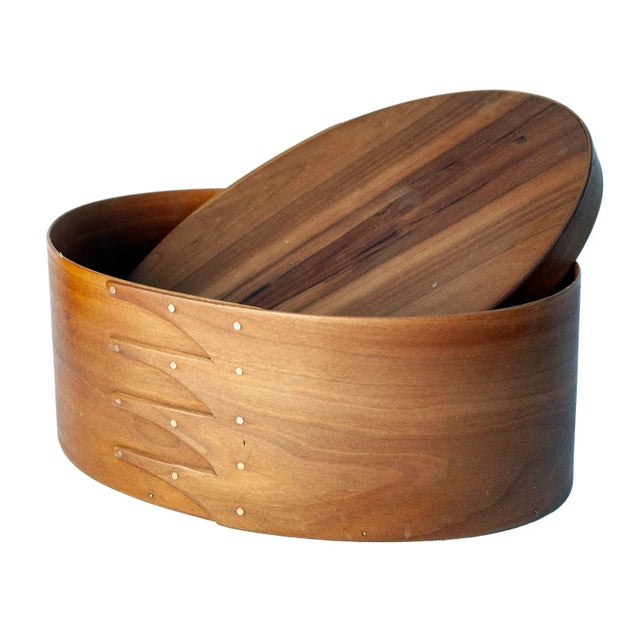 1970s Oval Handmade Shaker Style Cherrywood Box | Chairish