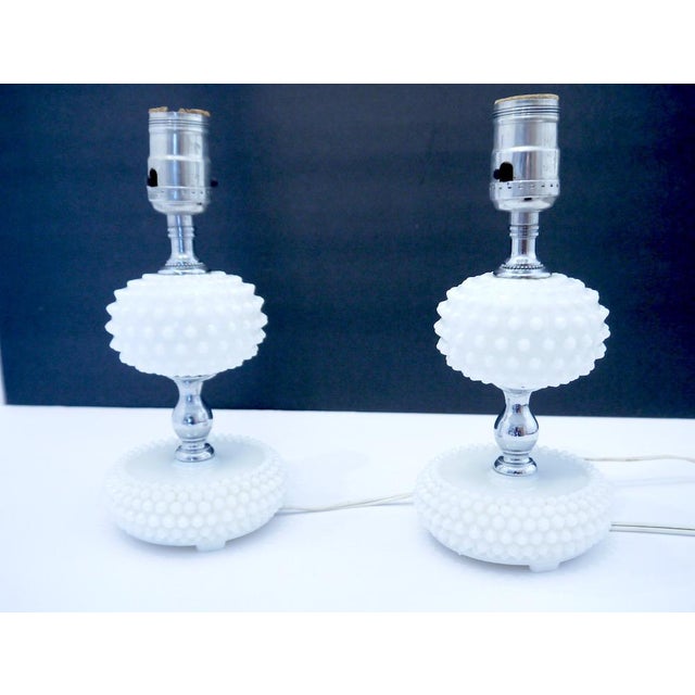 Fenton Hobnail Milk Glass Lamps A Pair Chairish
