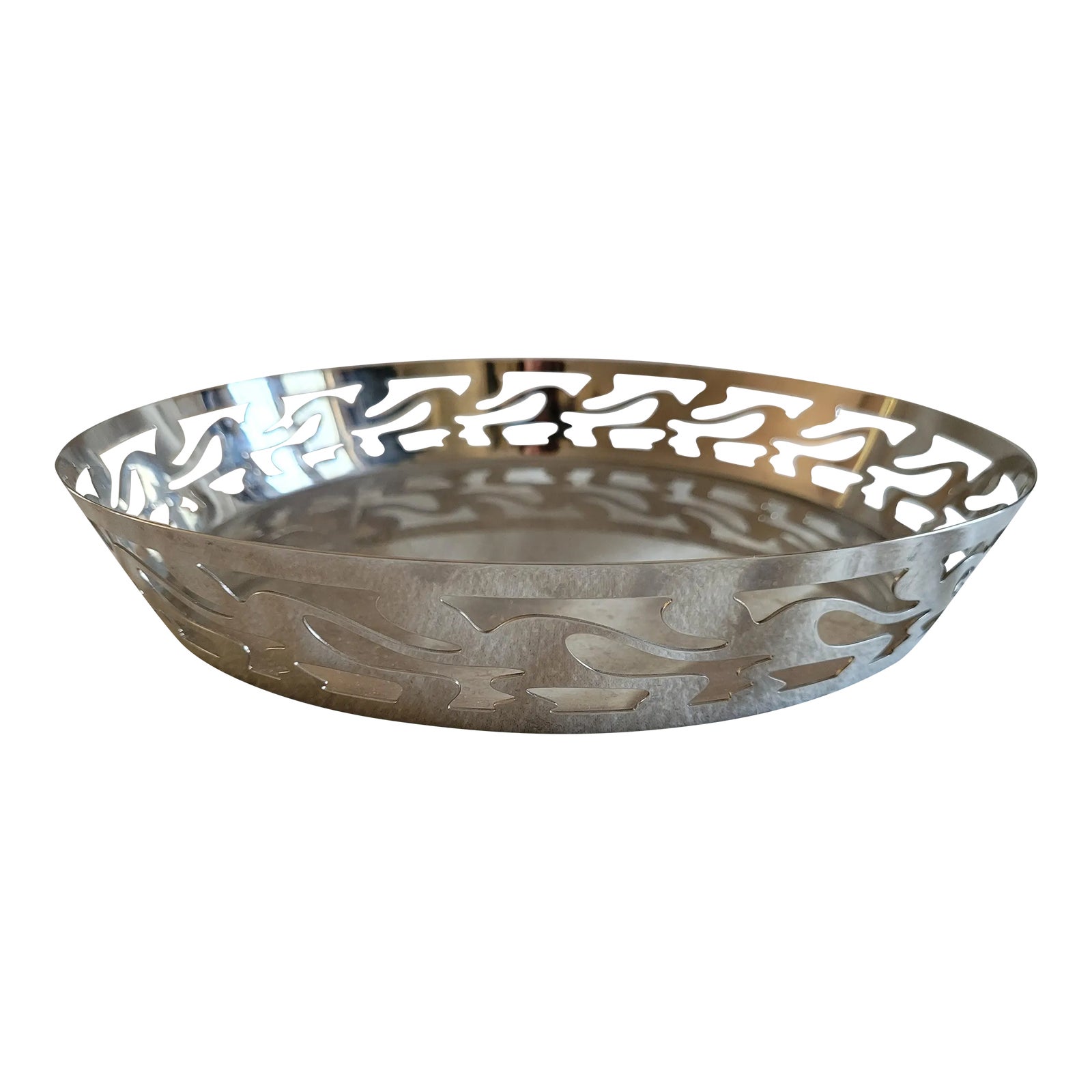 Alessi Ethno Round Stainless Steel Tray | Chairish