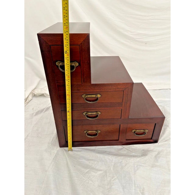 1980s Vintage Tansu Step Chest Cabinet Five Pass Through Drawers ...