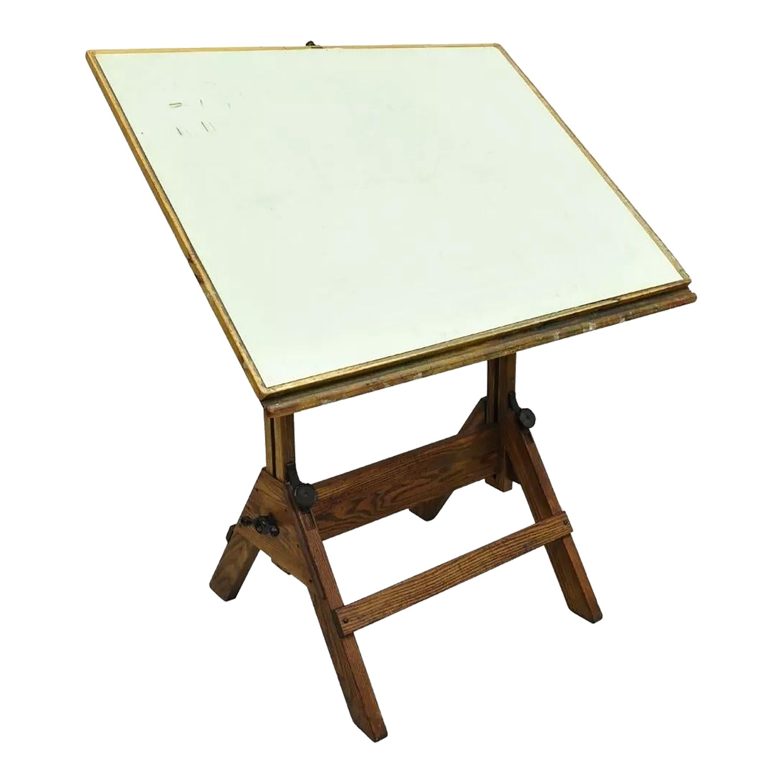 Vintage Hamilton Industrial Oak Wood and Cast Iron Adjustable Drafting ...