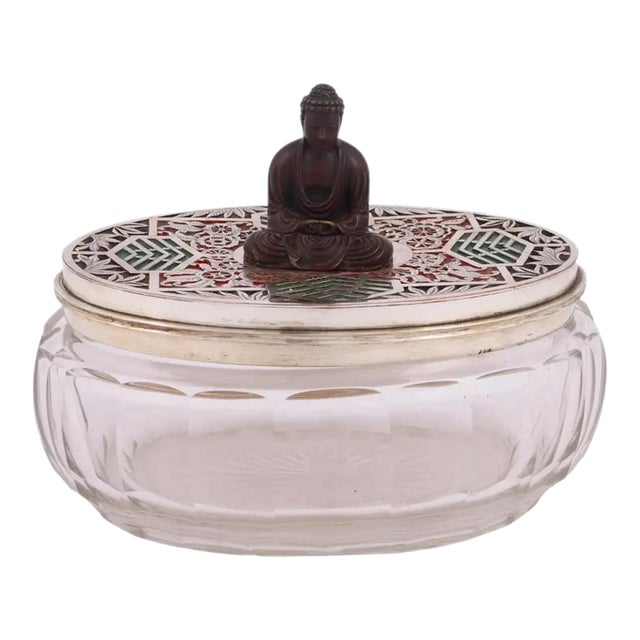 Antique Japanese Glass an Enamel Box With Buddha | Chairish
