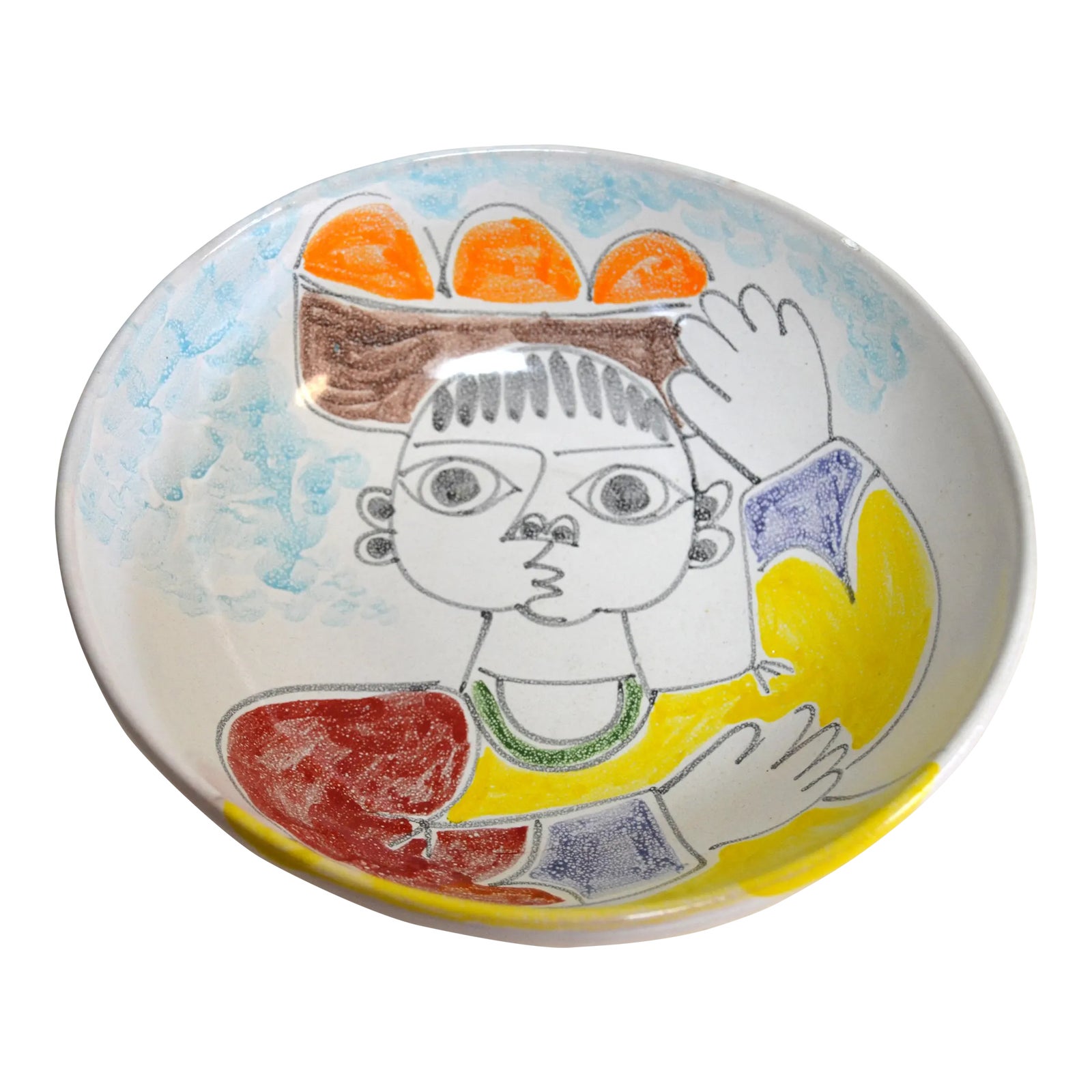 1965 Desimone Italy Hand-Painted Large Bowl | Chairish