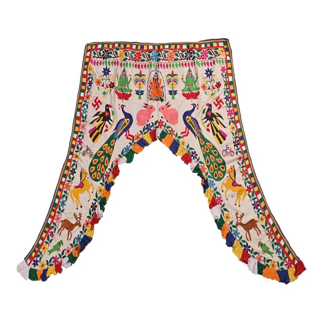 Vintage 1960s Embroidery Patchwork Door Hanger Gate Toran Door Hanging ...