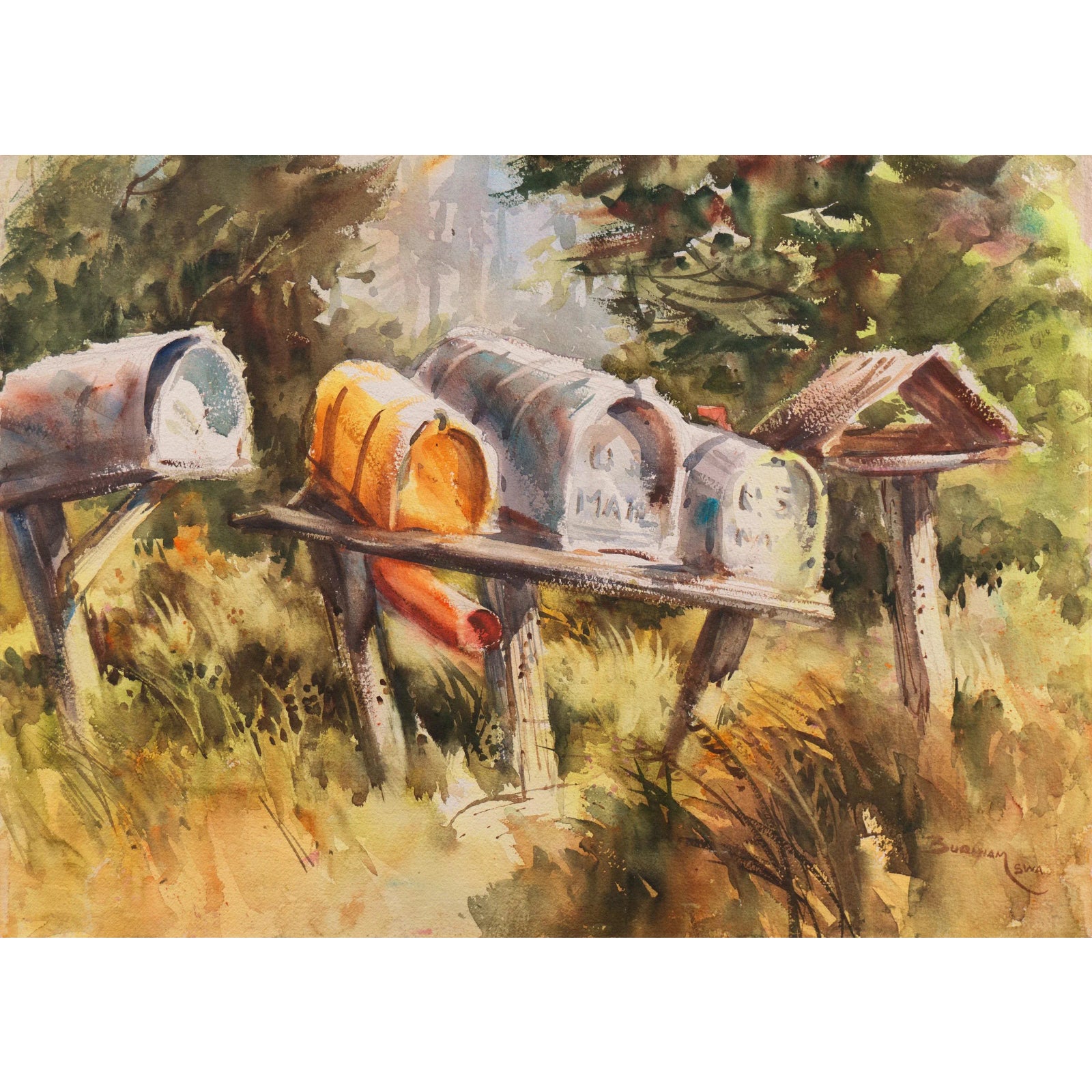 'Rural Route Mailboxes' by Jane Burnham, California Woman Artist ...