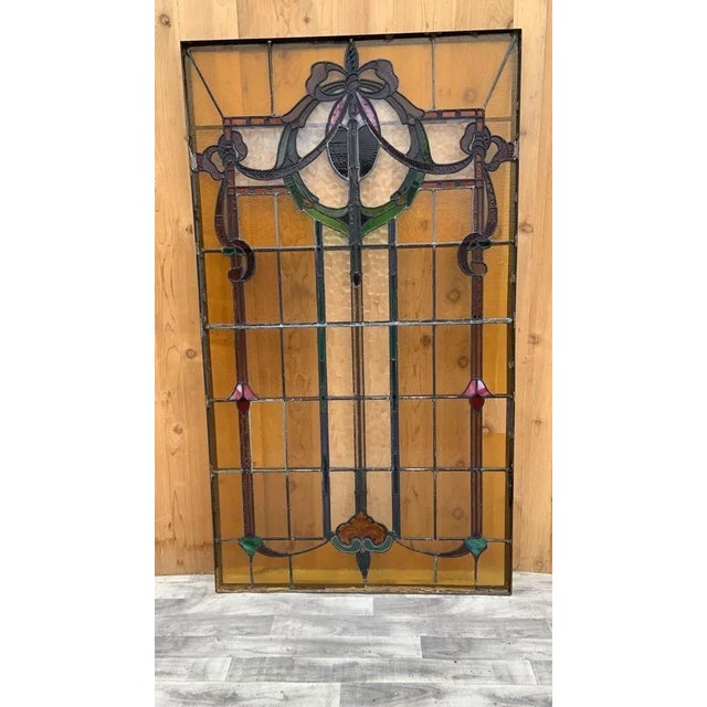 1940s Wrought-Iron Framed Stained Glass Window/Door | Chairish