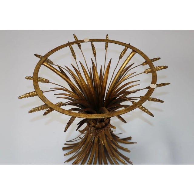 1960's Coco Chanel Style Sheaf Of Wheat Gilt Side Table | Chairish