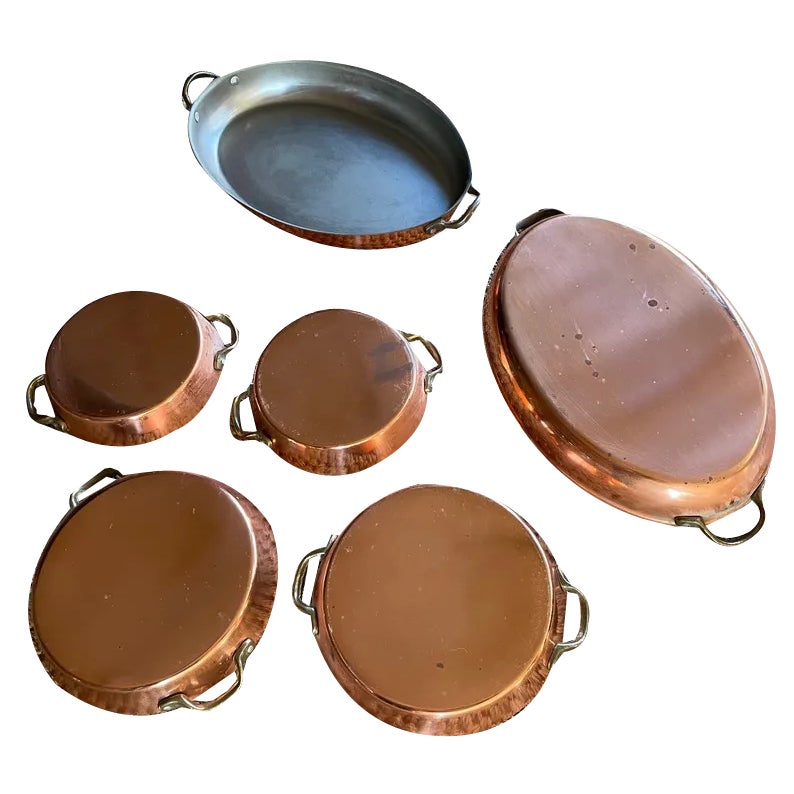 Copper Frying Pan Set, Set of 6 | Chairish