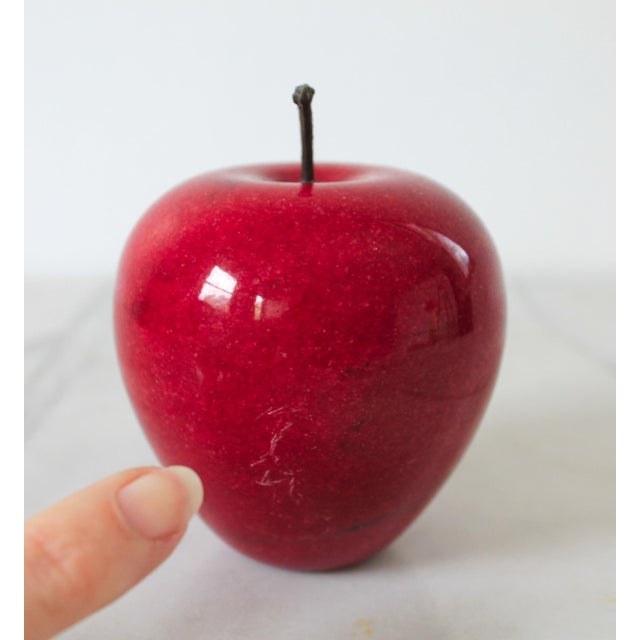 Vintage Stone Red Apple Paperweight | Chairish