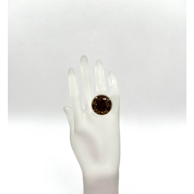 Mid 20th Century Sinhalite and White Diamond Cocktail Ring in 18k 2 ...