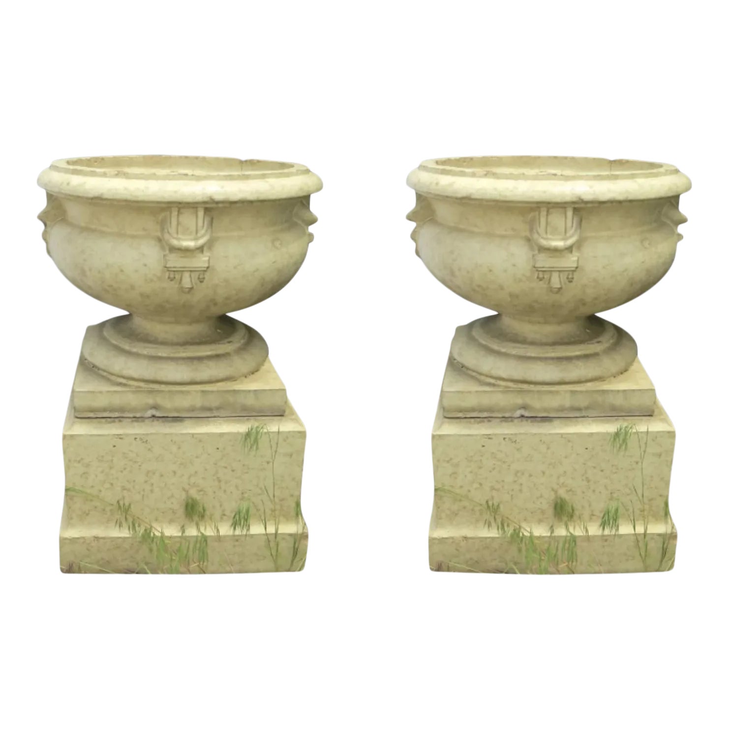 Large Glazed Terra Cotta Urns Planters on Plinths Bases Denver Pottery ...