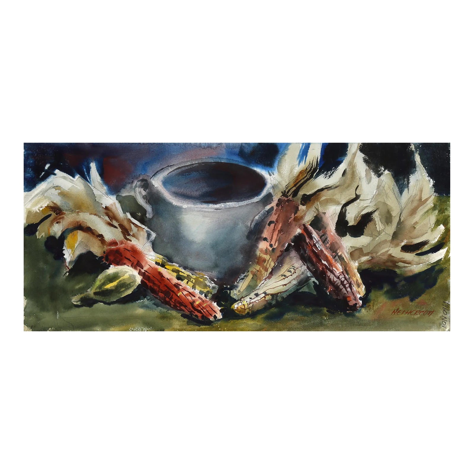 1960s "Still Life with Corn P6.31" Watercolor Painting by Eve ...