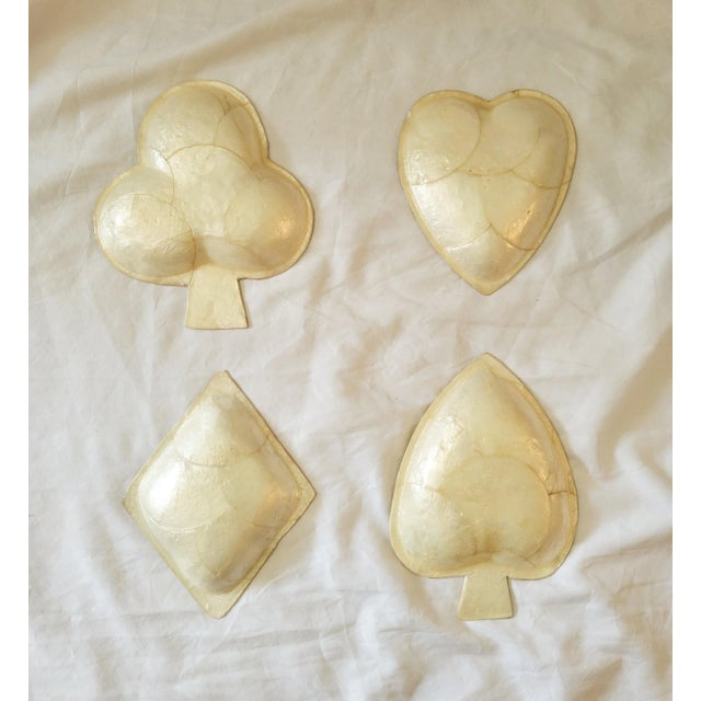 1960s Beachy Capiz Shell Poker Shaped Snack Dishes- Set of 4 | Chairish