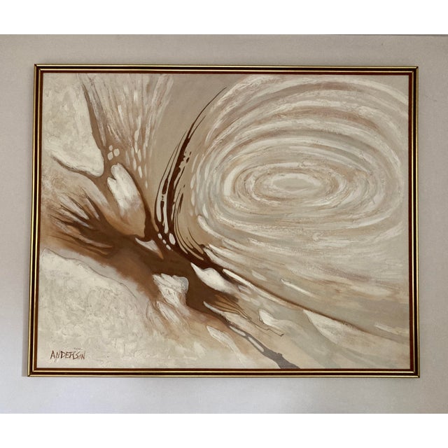 Vintage 1960s Abstract Oil Painting on Canvas Signed Anderson | Chairish
