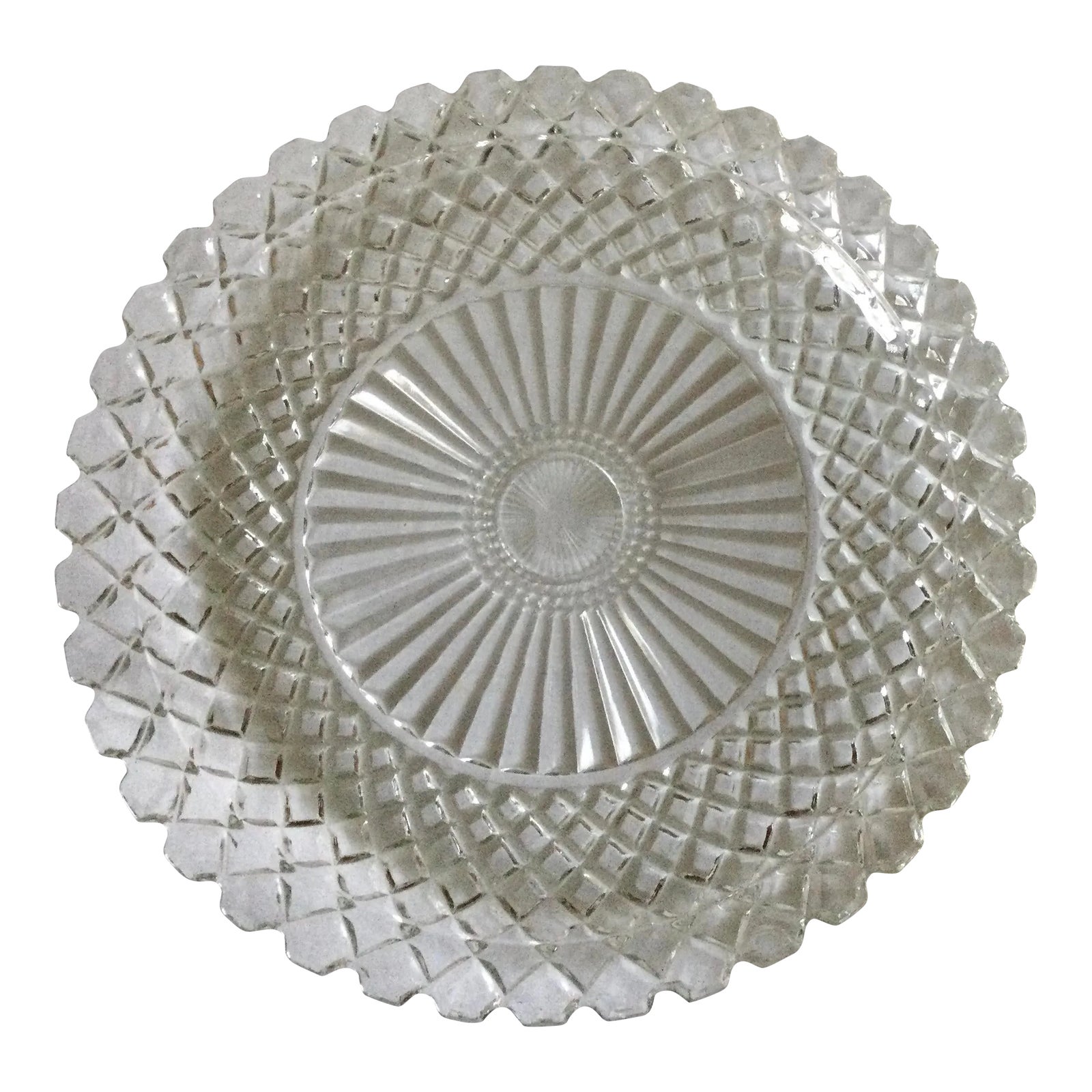 Vintage Depression Glass “Waffle” Design Platter | Chairish