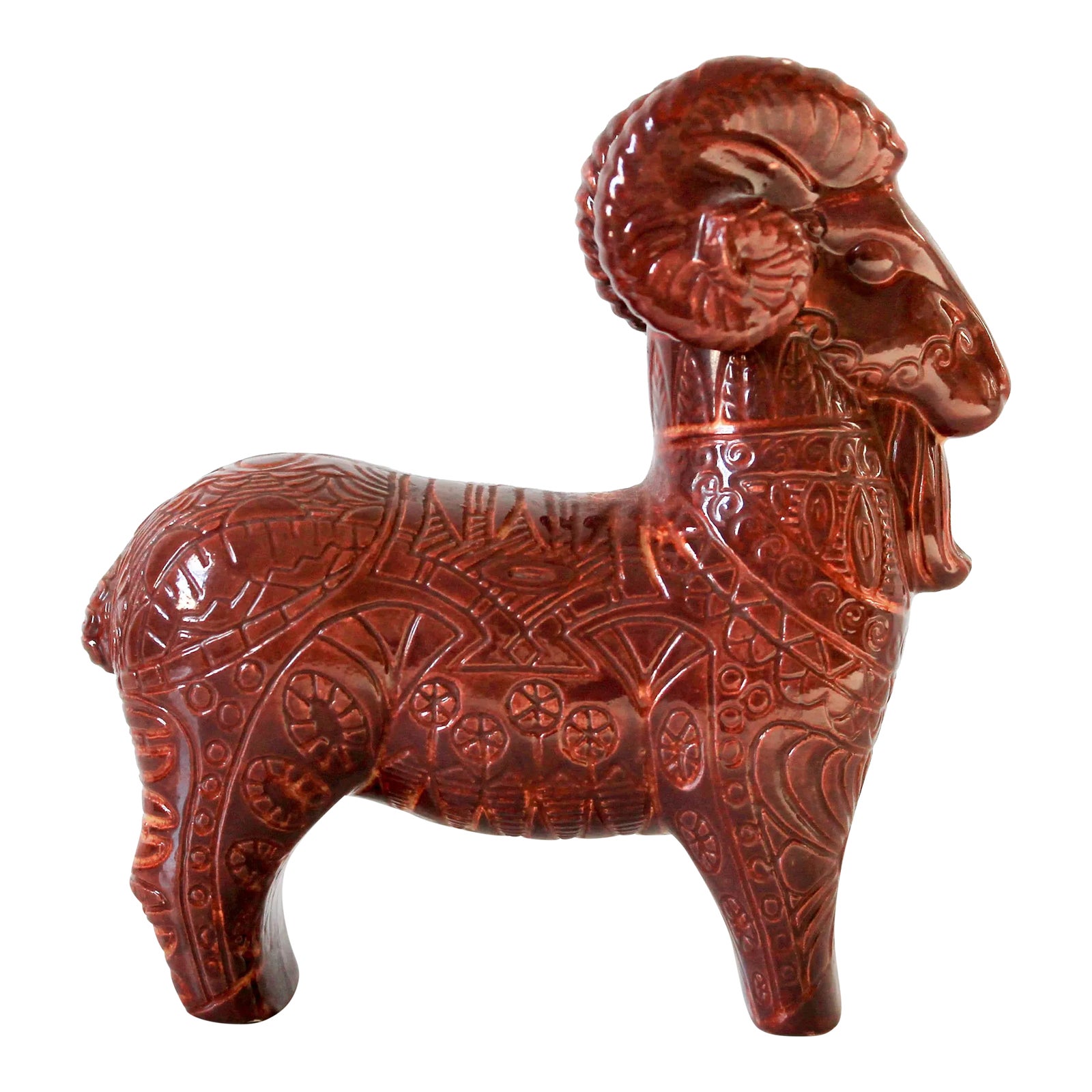 Mid-Century Ceramic Bitossi Style Ram | Chairish