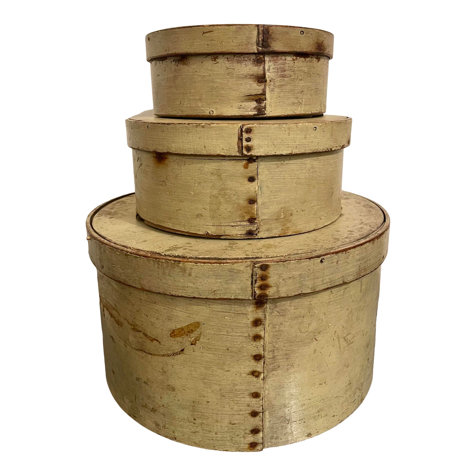 Set of 3 Antique Shaker Round Stacking Boxes | Chairish