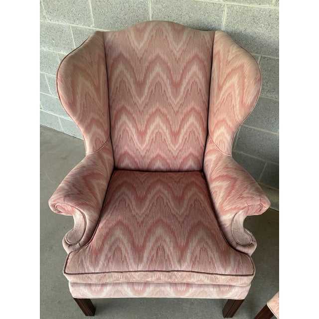 Woodmark Originals Flame Stitch Wing Back Arm Chairs - a Pair | Chairish