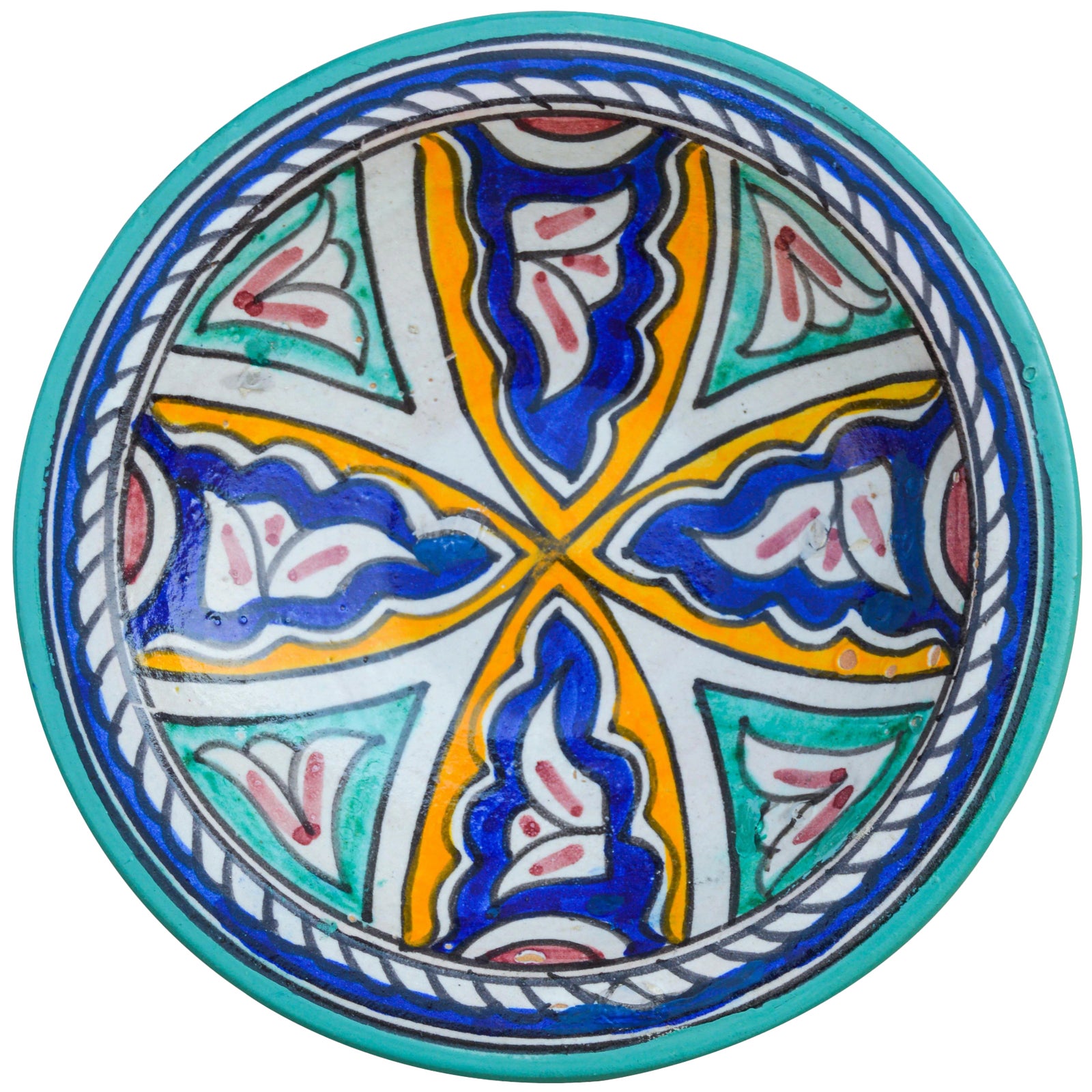 Mid 20th Century Ceramic Plate W/ Afro-Moresque Design | Chairish