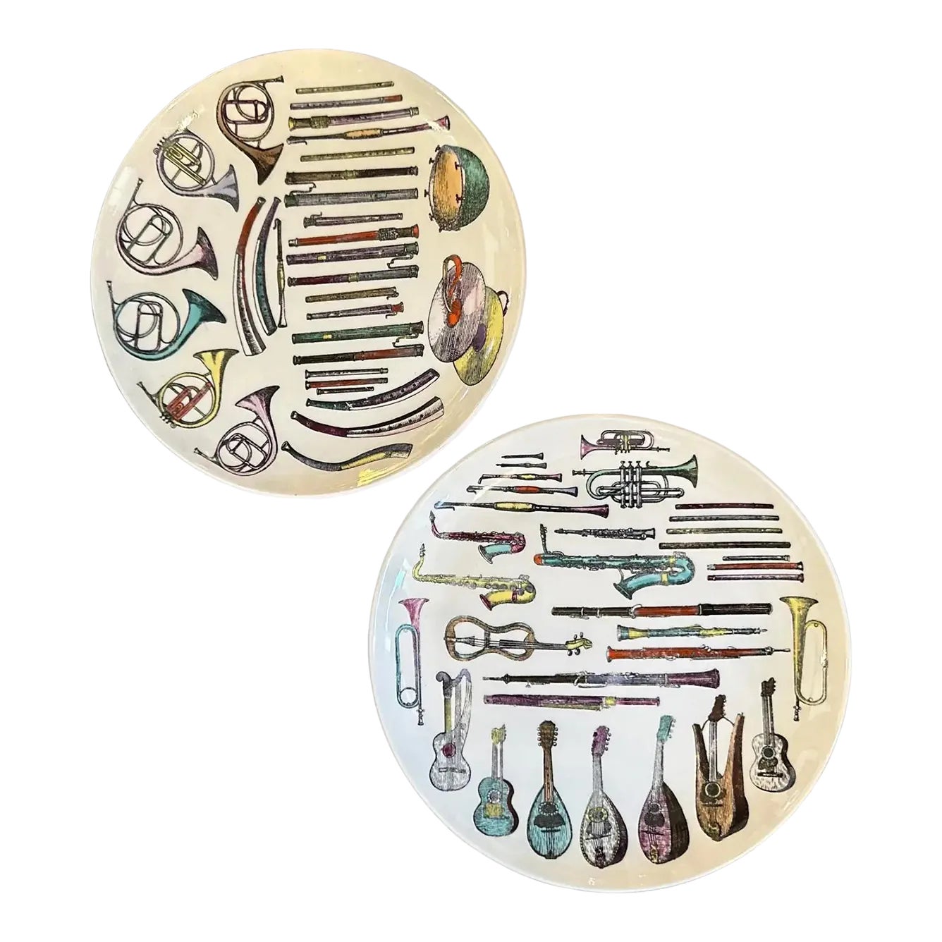 Two 1960s Mid-Century Modern Musical Instruments Plates by Piero ...