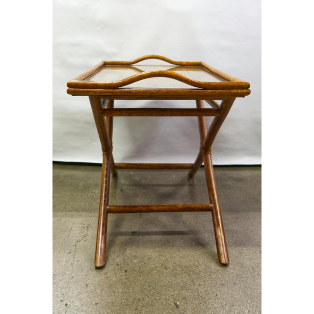 Faux Tortoise Shell Finish Rattan Tray Table | Chairish