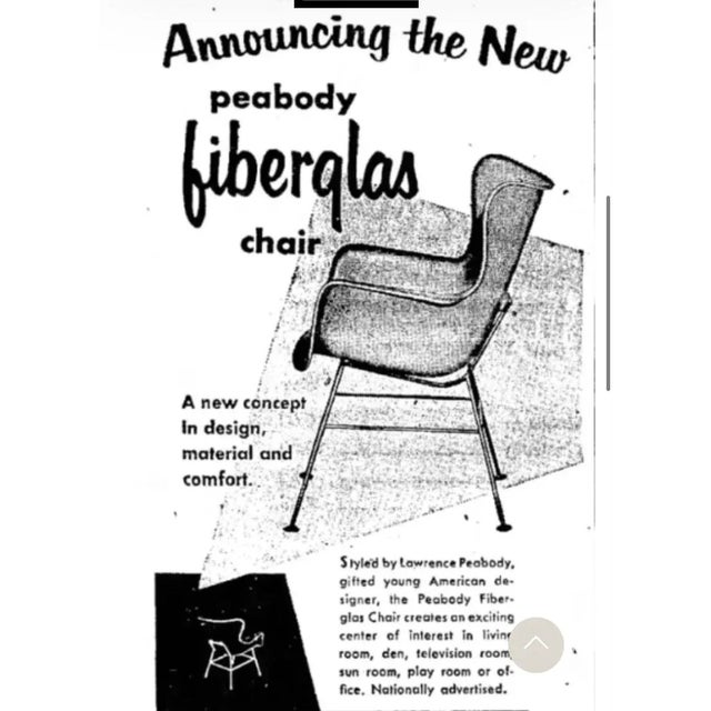 1950s Selig Lawrence Peabody Fiberglass Wingback Chair Beige | Chairish