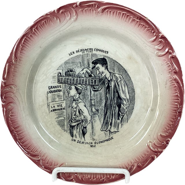 Antique French Les De'jeuners Comiques "Talking Plates", Set of Six ...