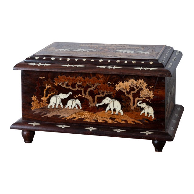 Anglo-Indian Rosewood Elephant Box | Chairish