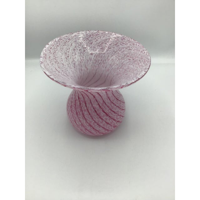 Vintage Pink Fuschia Swirl Art Glass Vase | Chairish