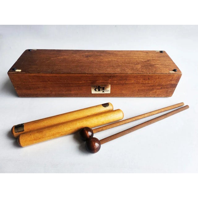 Vintage Wood Tongue Drum and Clave Percussion Sticks, 5 Piece Set ...