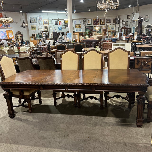 Late 20th Century Renaissance Revival Dining Table for Eight | Chairish
