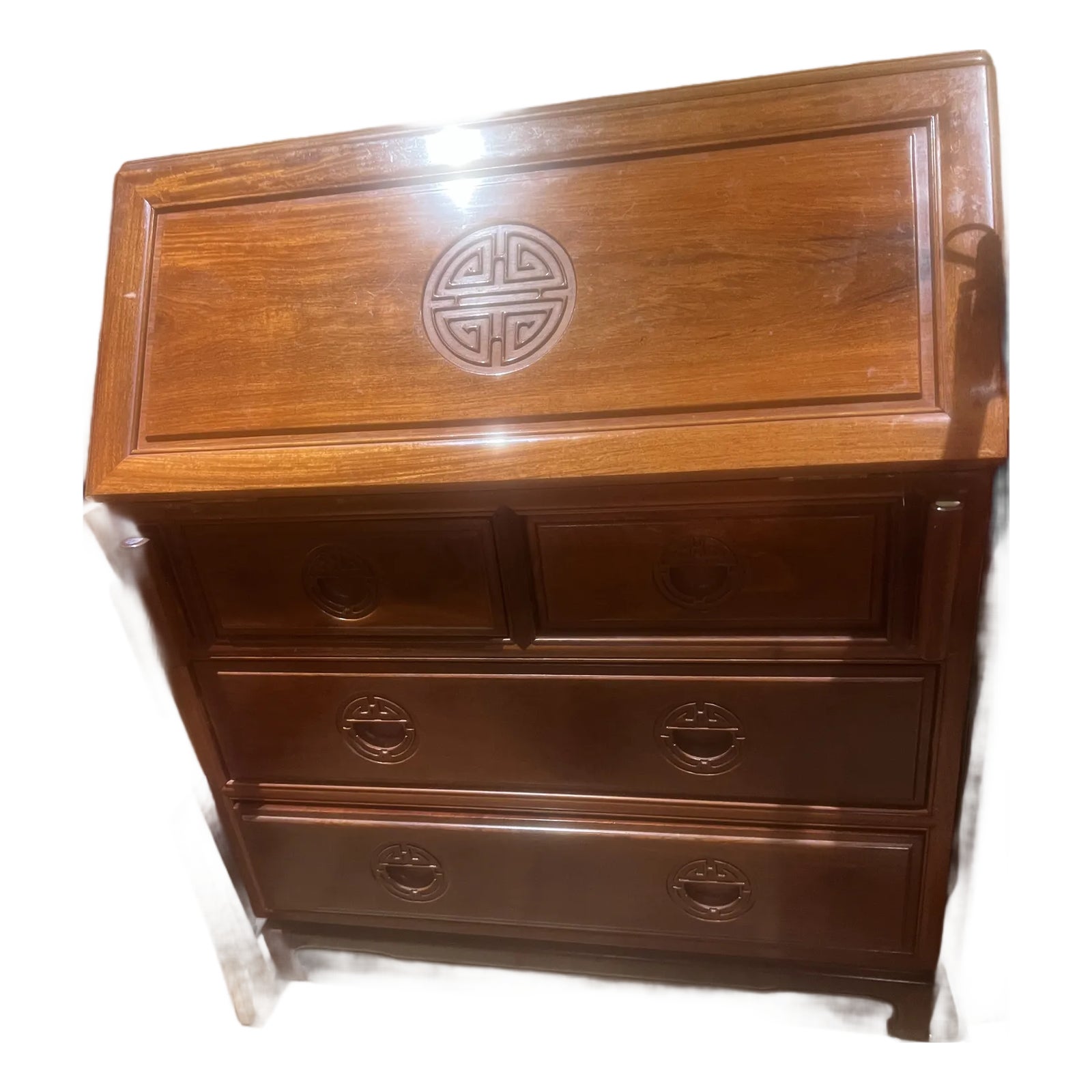 Modern Magic 1960s Hand Carved Rosewood Desk Custom Made in Hong Kong ...
