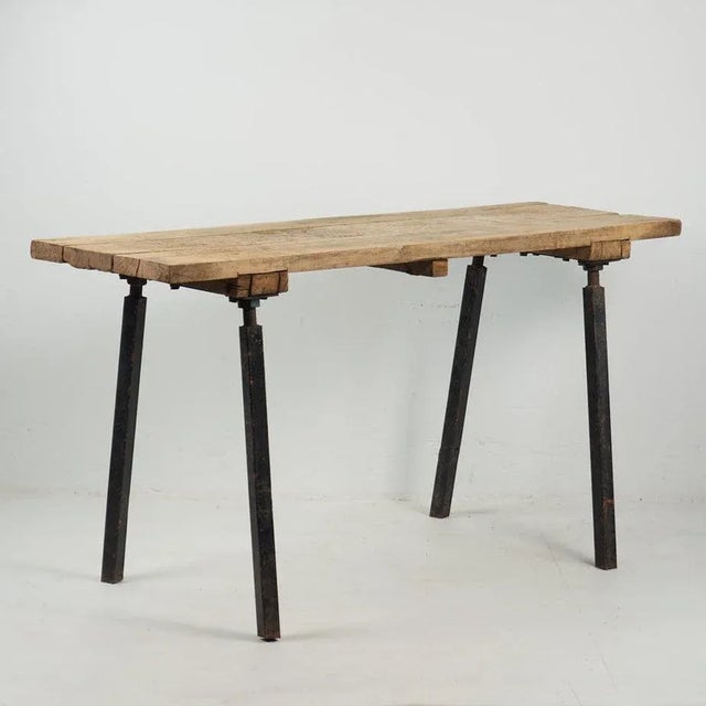 Vintage Wood and Iron Work Table, 1920 | Chairish