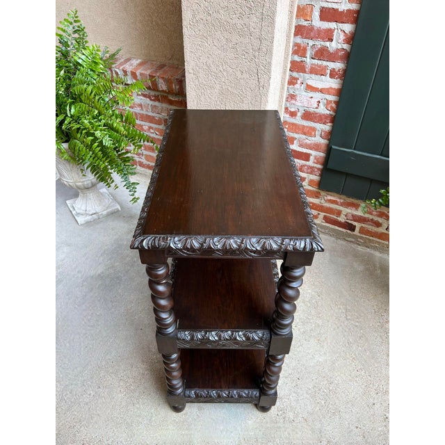 Antique French Carved Oak Server Sideboard Barley Twist Bookcase ...