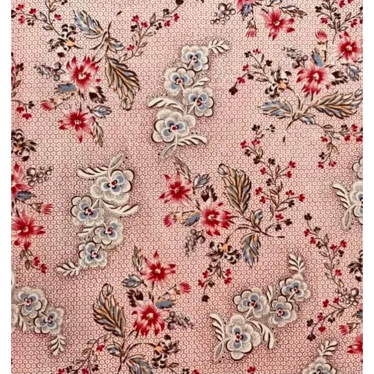 French General Aqua Brown Gold Pink Botanical Floral French Country ...