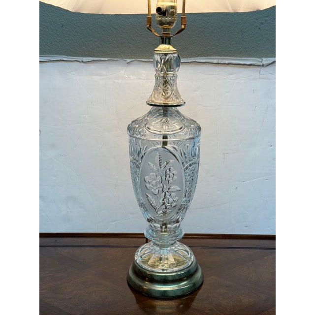 Dale Lighting Cut + Etched Cut Glass Table Lamp | Chairish