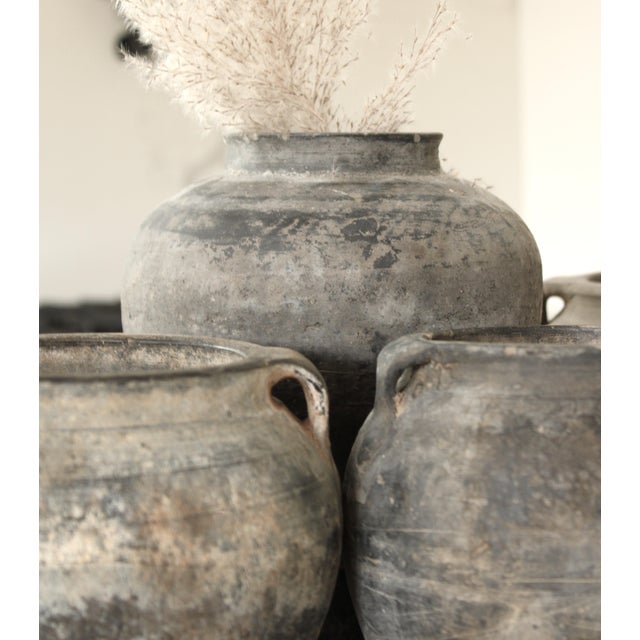 Distressed Rustic Pottery Cache Pot W/Handles | Chairish