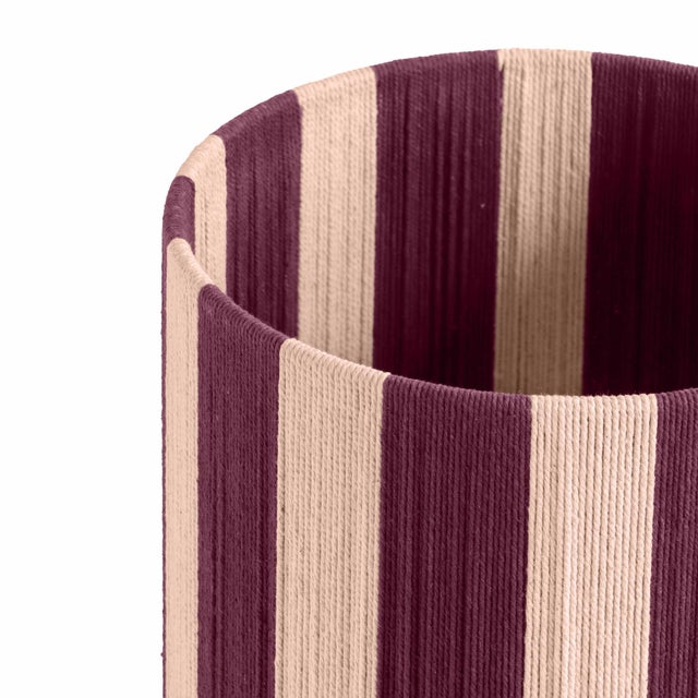 Guinevere Striped Cotton String Table Lamp, Purple and Pink | Chairish