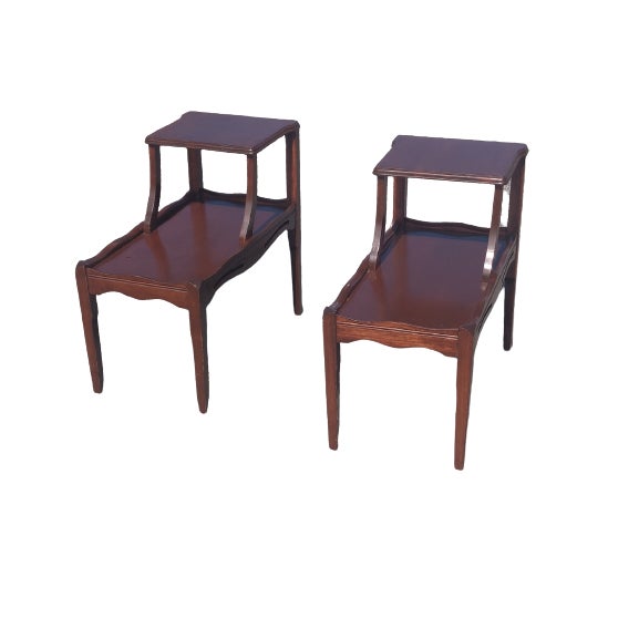 Mid 20th Century Vintage Mid Century Modern Step Tables - Pair | Chairish