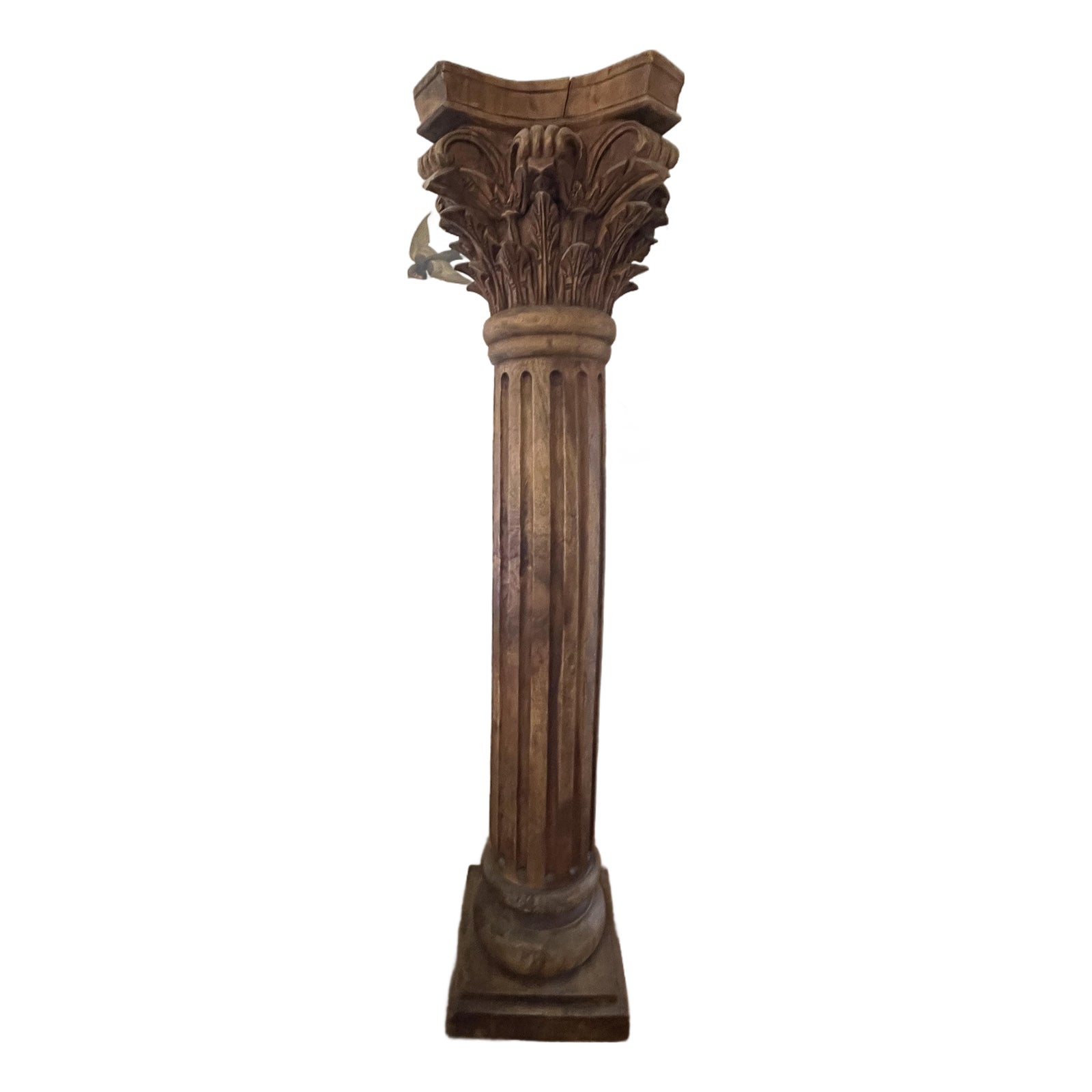 Antique Carved Solid Wood Corinthian Column | Chairish