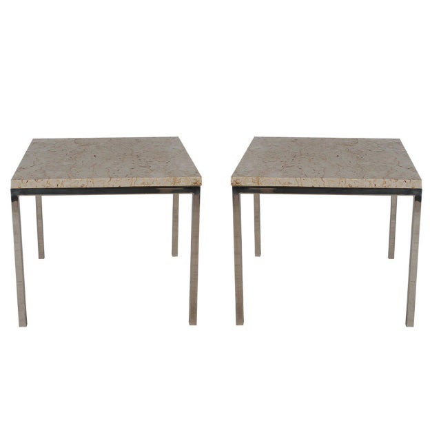 Mid-Century Modern Italian Chrome and Marble End Tables - a Pair | Chairish