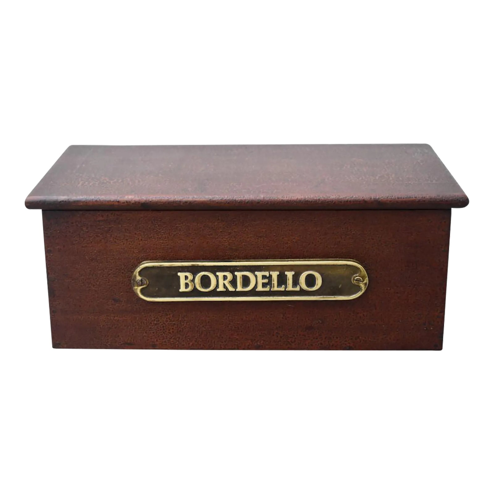 Antique Mahogany Box W/Textured Alligator Finish and Brass Plaque ...