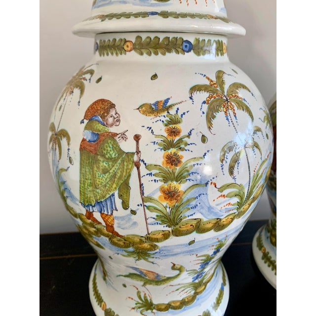 Pair of Late 20th Century Lidded Temple Jars | Chairish